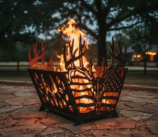 Deer Antler Amer Flag Fire Pit – Plasma Design and Cutting